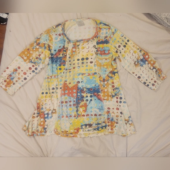 color me cotton | Tops | Color Me Cotton Asymmetrical Print Tunic Top ...